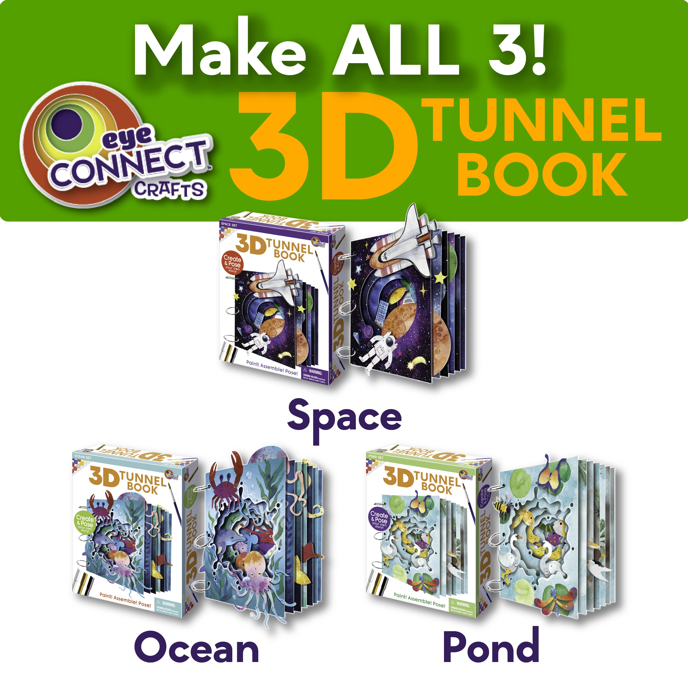 3D Tunnel Book: POND (Deluxe Size) – EyeConnect Crafts